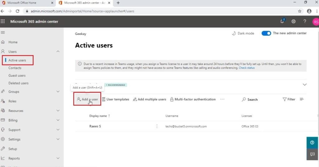 How to create New User in MS Office 365 - TechsBucket