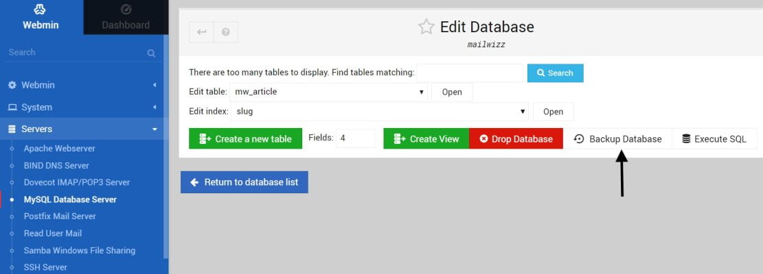 How To Backup MySQL Database Using Webmin TechsBucket
